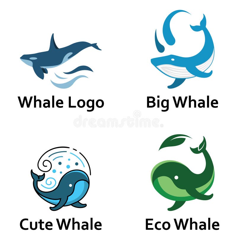 Whale Logo Icon Big Underwater Ocean Fish Stock Vector - Illustration ...