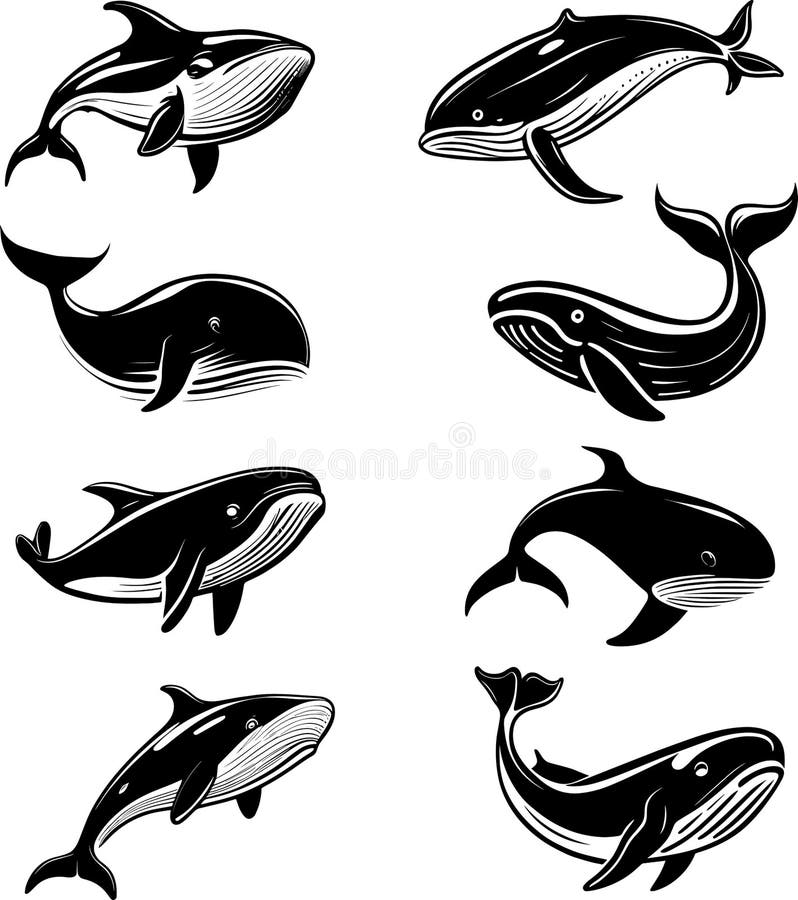 Whale Logo Monochrome Minimalistic Design Stock Vector - Illustration ...