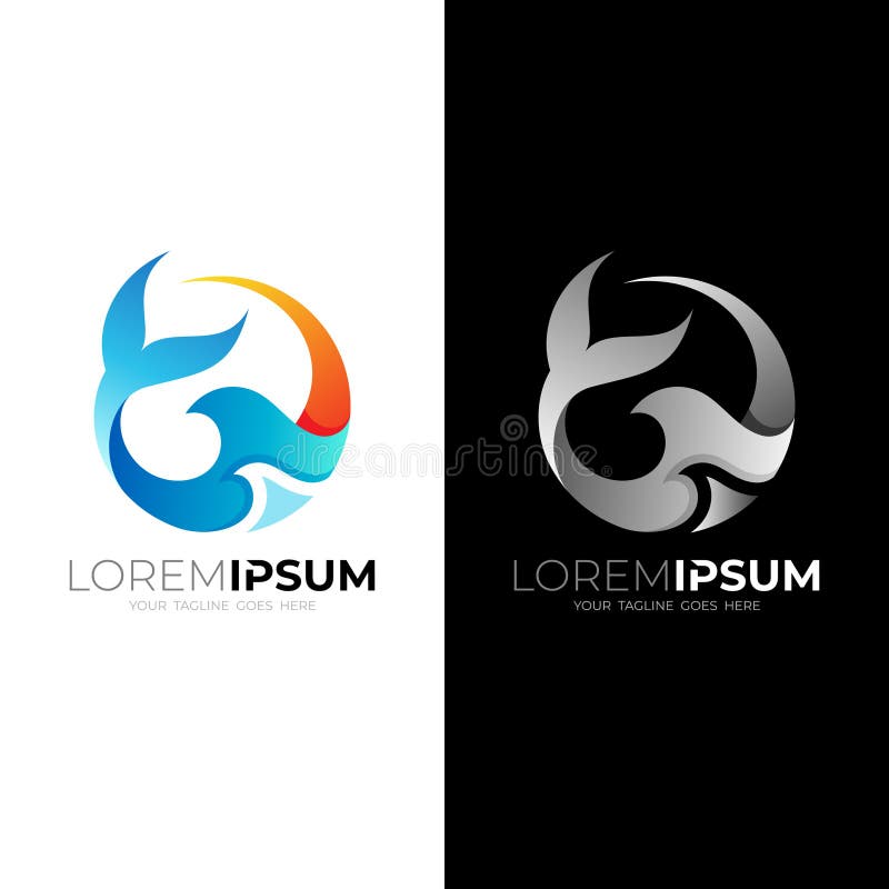 Whale Logo and Wave Design Combination, Circle Logos Stock Vector ...
