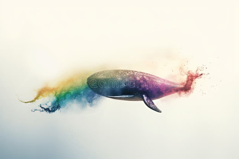 Whale Made of Rainbow Flying Illustration Generative Ai Stock ...