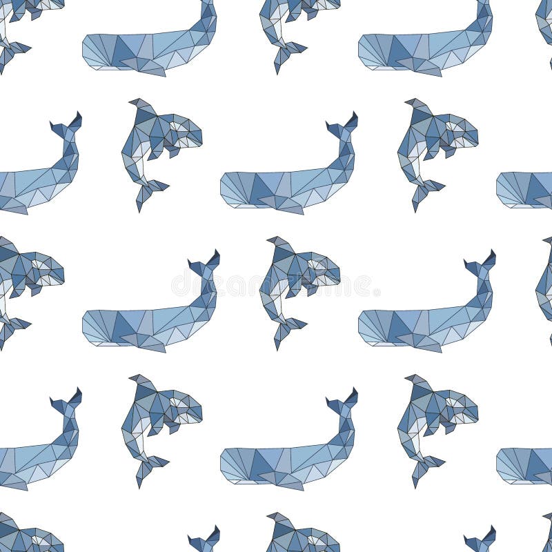 Whale Orca Pattern Polygonal Style Seamless Pattern Stock Vector ...