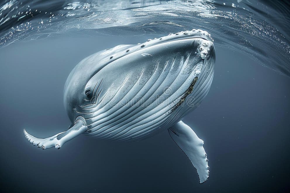 Whale Playing Underwater. Close-up Whale Stock Photo - Illustration of ...