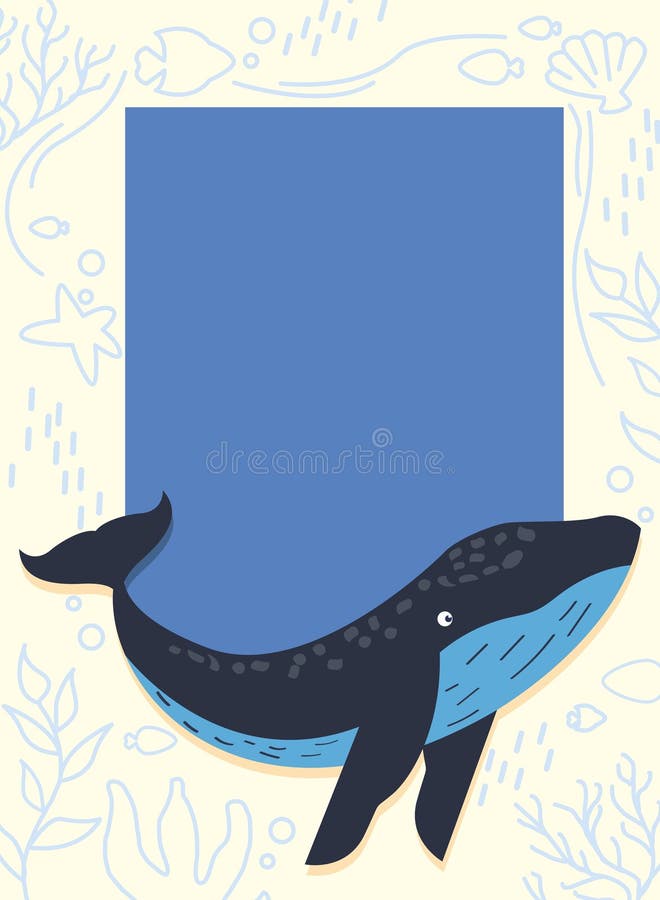 Whale and sealife frame stock vector. Illustration of frame - 269666007