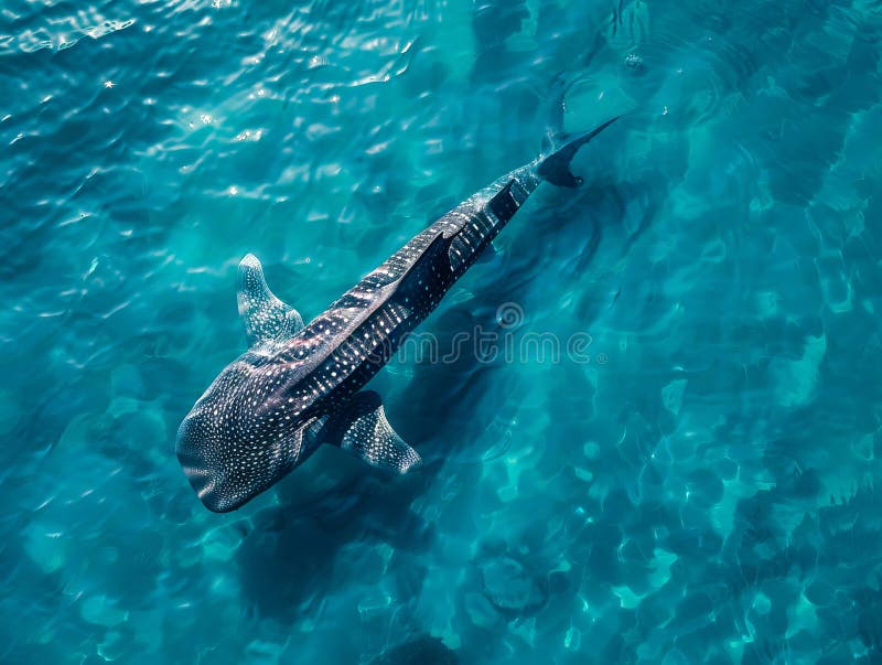 A Whale Shark Swimming in the Water Stock Image - Image of cetacea ...
