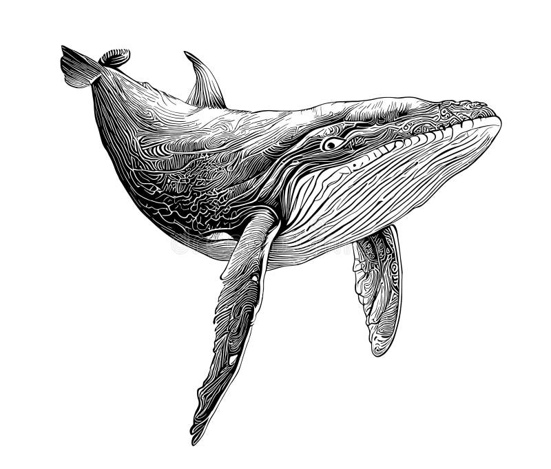 Whale Sketch Hand Drawn in Doodle Style Vector Illustration Stock ...