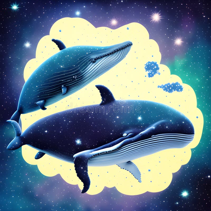 Whale in Space, Generative AI Illustration Stock Illustration ...