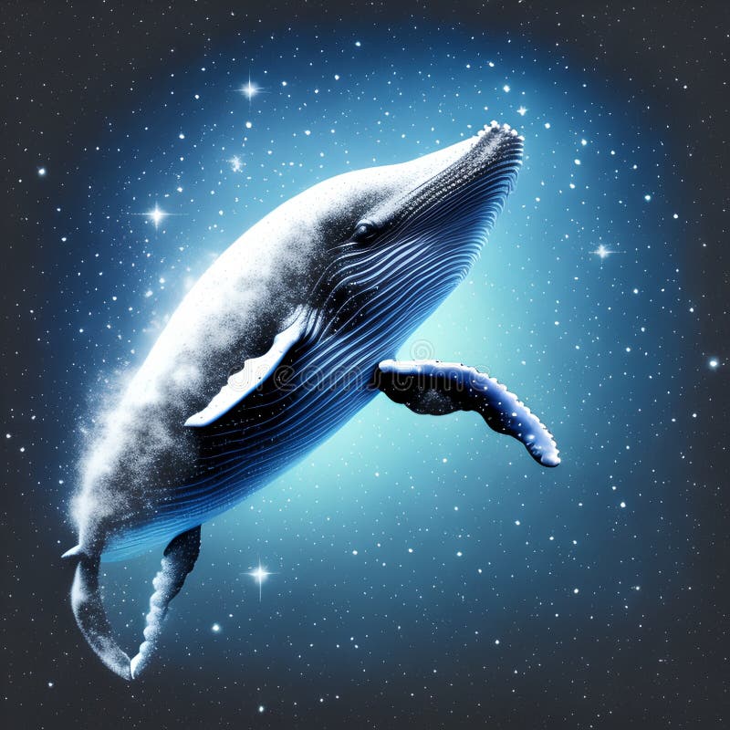 Whale in Space, Generative AI Illustration Stock Illustration ...