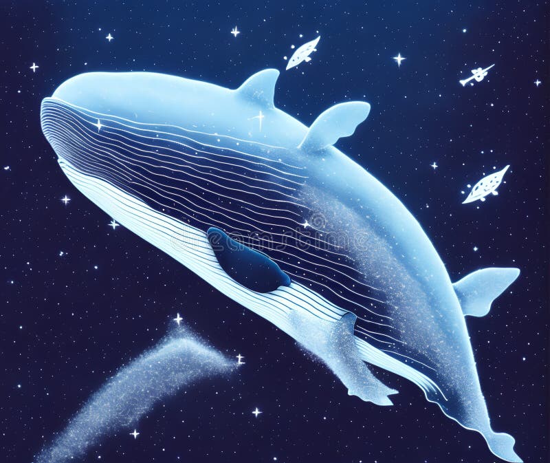 Whale in Space, Generative AI Illustration Stock Illustration ...