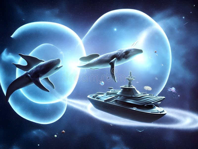 Whale in Space, Generative AI Illustration Stock Illustration ...