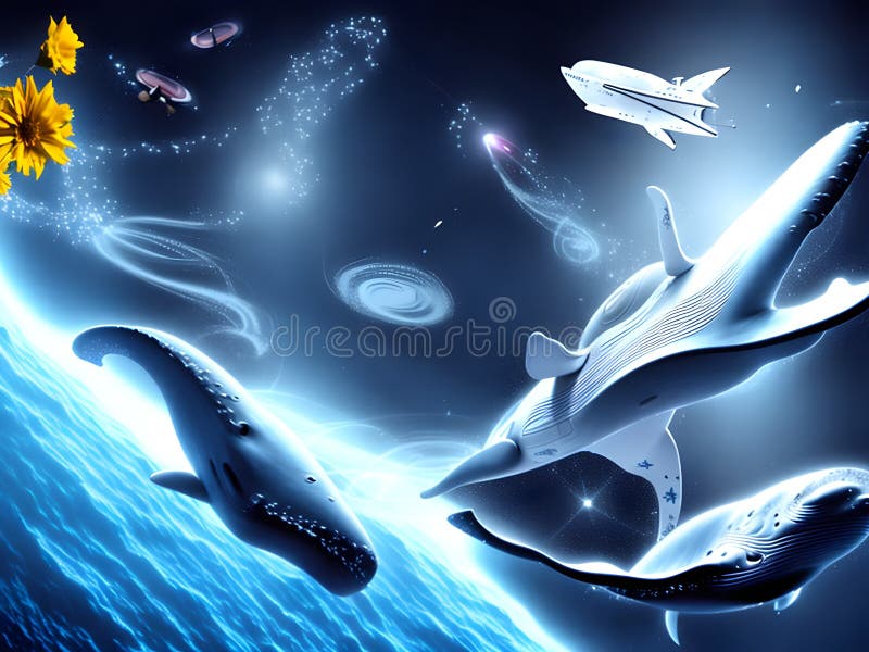 Whale in Space, Generative AI Illustration Stock Illustration ...