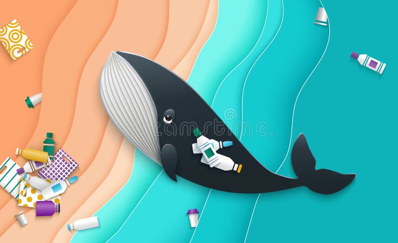 Whale Swallowed the Plastic Trash. the Concept of Pollution of the ...