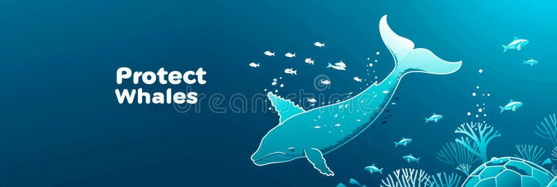 Whale Tail and Protect Whales, World Oceans Day Stock Image - Image of ...
