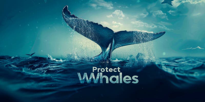 Whale Tail and Protect Whales, World Oceans Day Stock Photo - Image of ...