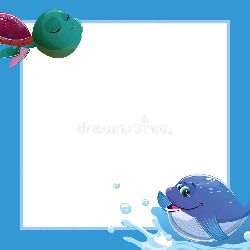 Square Frame with a Charming Border, Featuring a Cute Whale at the ...