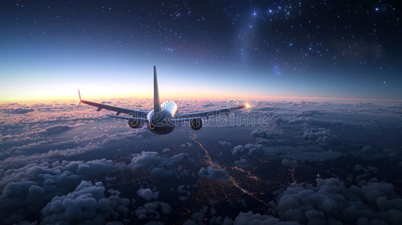 Air plain flying in skyt stock illustration. Illustration of atmosphere ...