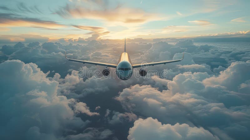 Air plain flying in skyt stock illustration. Illustration of horizontal ...