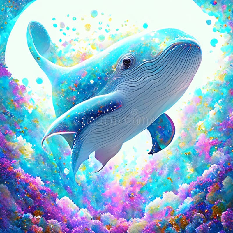 Whale Underwater in the Ocean. 3d Rendering. Computer Digital Drawing ...