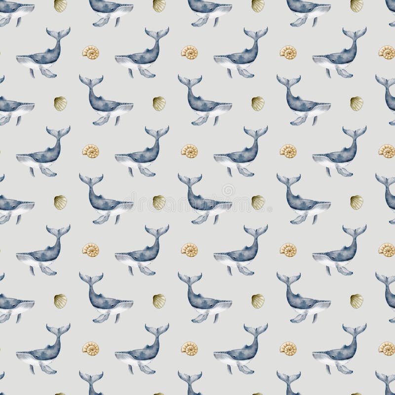 Whales and Sea Life Pattern for Fabric and Textile Design in Soft ...