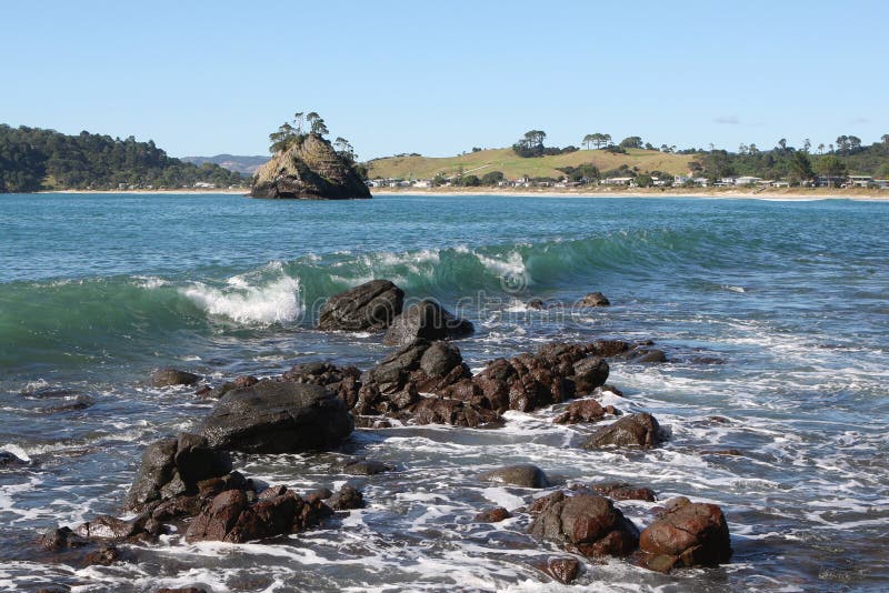 Whangapoua Beach, New Zealand Stock Photo - Image of white, sanddune ...