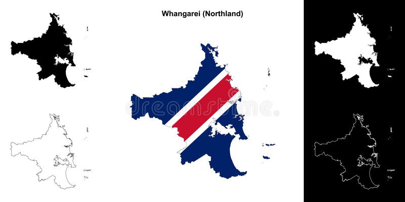 Whangarei outline map stock illustration. Illustration of vector ...