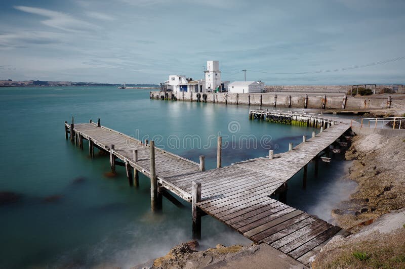 Wharf at Oamaru harbor stock image. Image of otago, zealand - 18074901