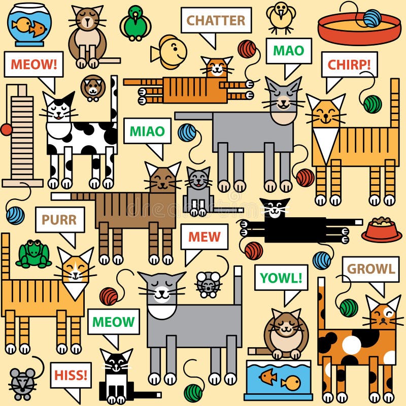 What Cats Say stock vector. Illustration of feline, bird - 64406787
