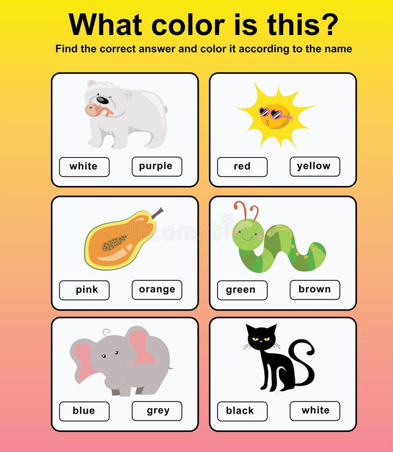 What Color is this Worksheet Stock Vector - Illustration of colourful ...