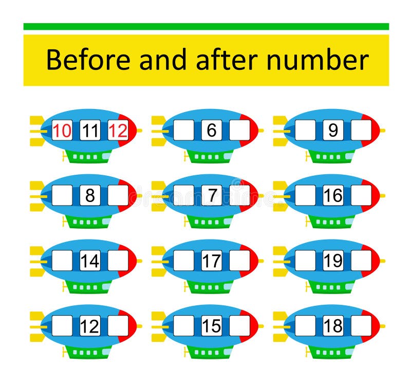What Comes before and after. Math Worksheets for Kids. Number Range Up ...