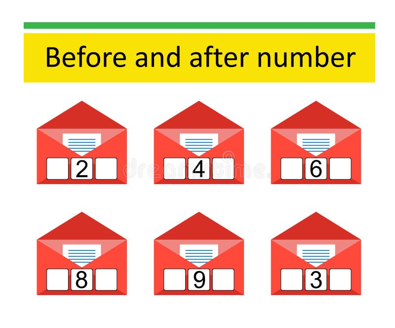 What Comes before and after. Math Worksheets for Kids Stock Vector ...
