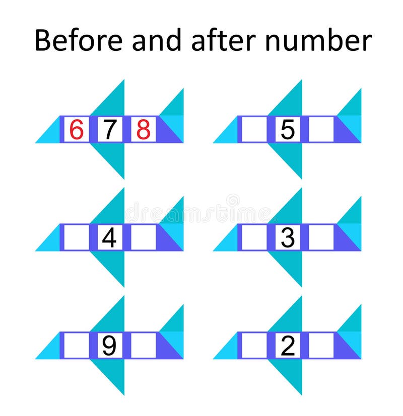 What Comes before and after. Math Worksheets for Kids Stock Vector ...