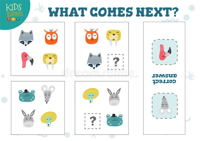 What Comes Next Game for Preschool Children Vector Illustration Stock ...