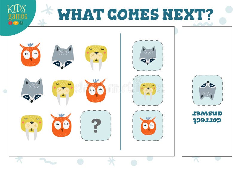What Comes Next Game for Preschool Children Vector Illustration Stock ...