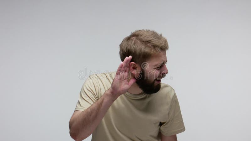 What, I Cant Hear You. Young Man Having Hearing Problems, Asking To Say ...