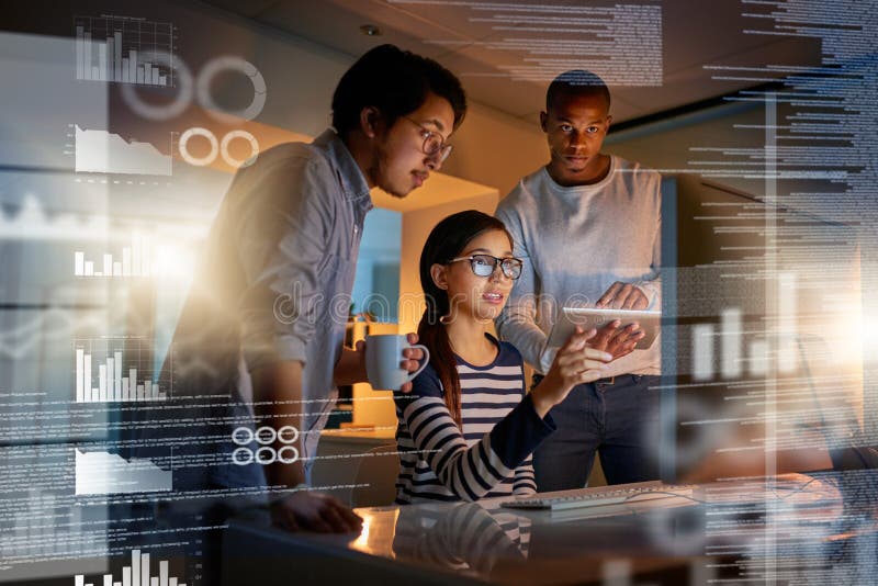 What If we Upload this Software. Computer Programmers Looking through Data in the Office. Stock ...