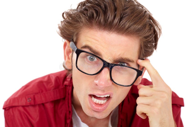 What Just Happened Young Man Looking Confused And Touching His Glasses