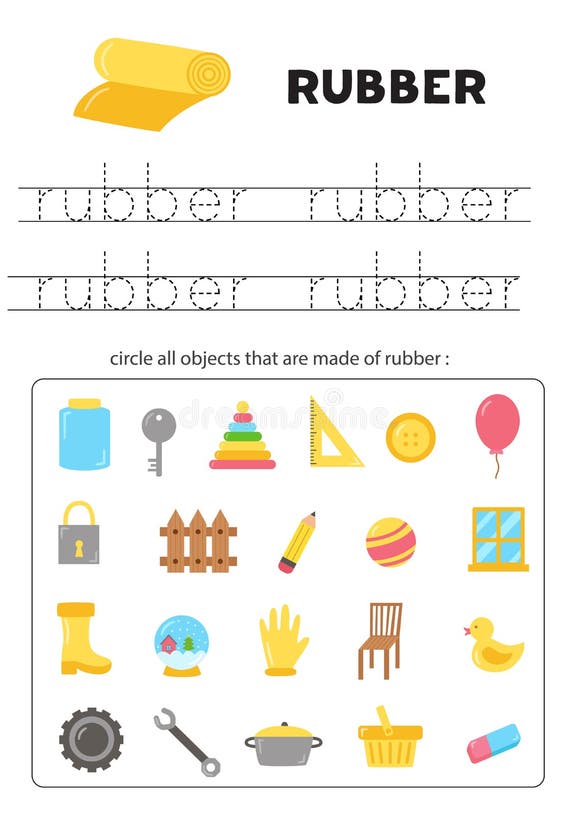 What is Made of Rubber. Circle All Rubber Objects. Education Worksheet ...