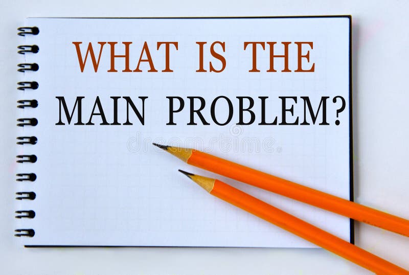 WHAT is the MAIN PROBLEM? - Words in Notebook on White Background with ...