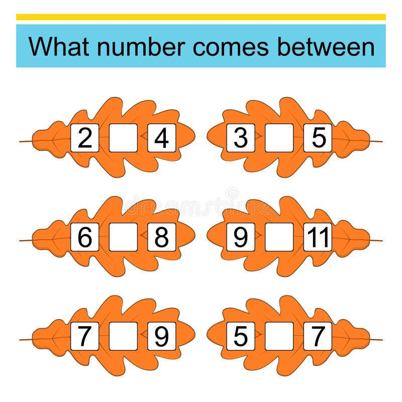What Number Comes between? Math Worksheets for Children. Stock Vector ...