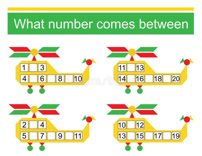 What Number Comes between? Math Worksheets for Kids Stock Vector ...