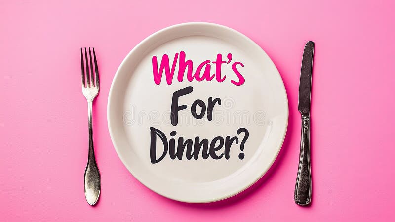 "What S for Dinner?" Written on White Plate on Pastel Background Stock ...