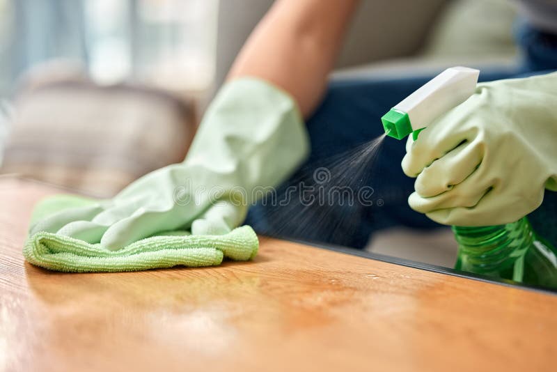 What a Shiny Surface. an Unrecognizable Person Cleaning a Table at Home ...