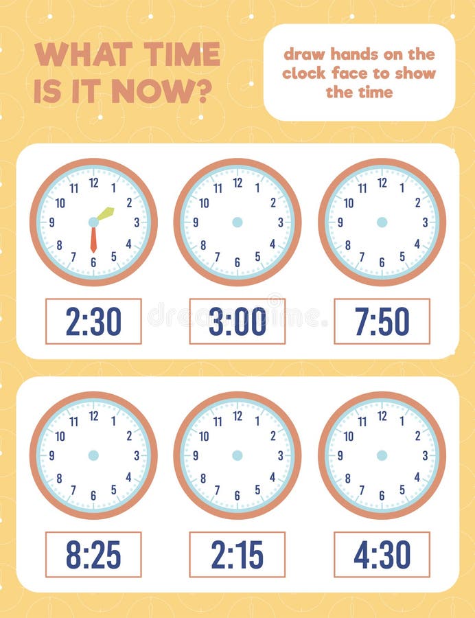 Time Worksheet Practice Print Page Stock Vector - Illustration of ...