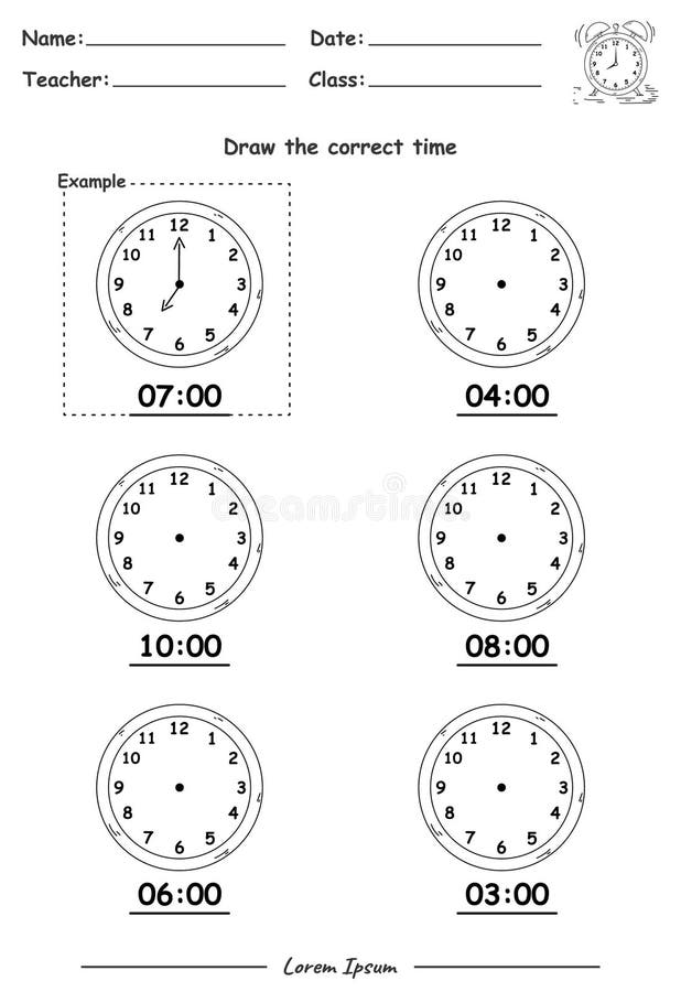 What is the Time Worksheet for Kids Activity Stock Vector ...