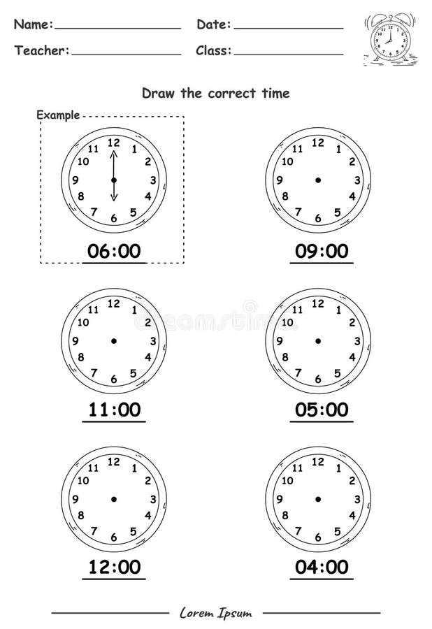 What is the Time Worksheet for Kids Activity Stock Vector ...