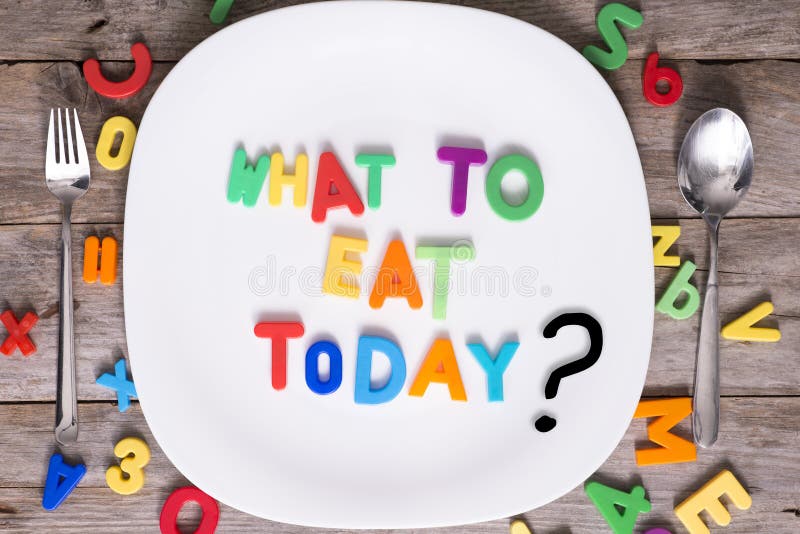 What To Eat Today Question in a Plate Stock Photo - Image of reminder ...
