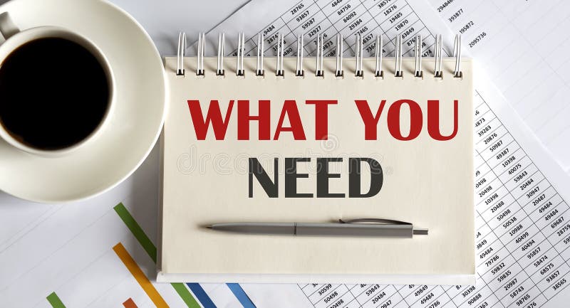 WHAT YOU NEED Text Written on a Notebook with Pen and Chart Stock Photo ...
