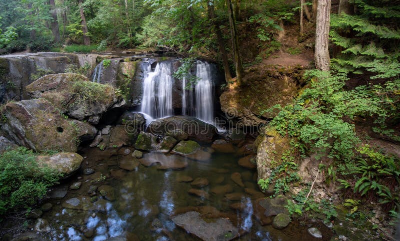 Whatcom Creek and Bridge at Whatcom Falls Park in Bellingham Washington ...