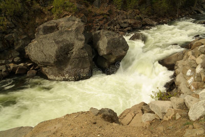 Whate Water and a Big Boulder Stock Photo - Image of rocks, landscape ...