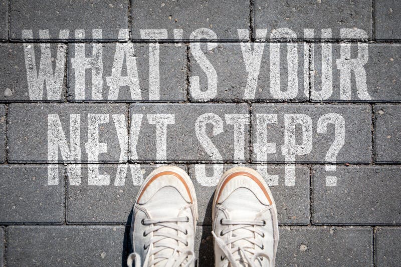 Whats Your Next Step. Decision Making Concept with Sneakers Standing on ...