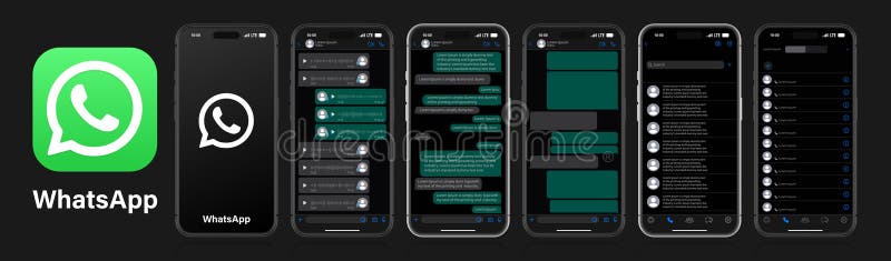 WhatsApp Mockup on a Black Background. Social Network Interface ...